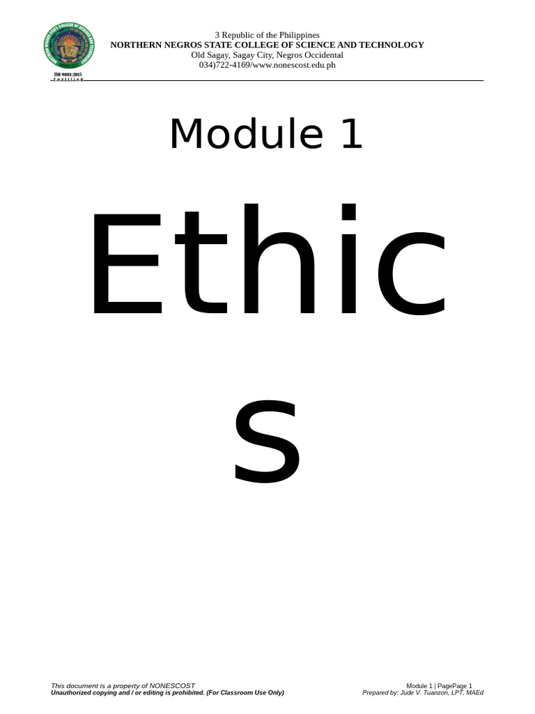 Module 1 Ethics Agri | PDF | Morality | God