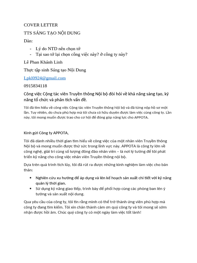 Cover Letter | PDF