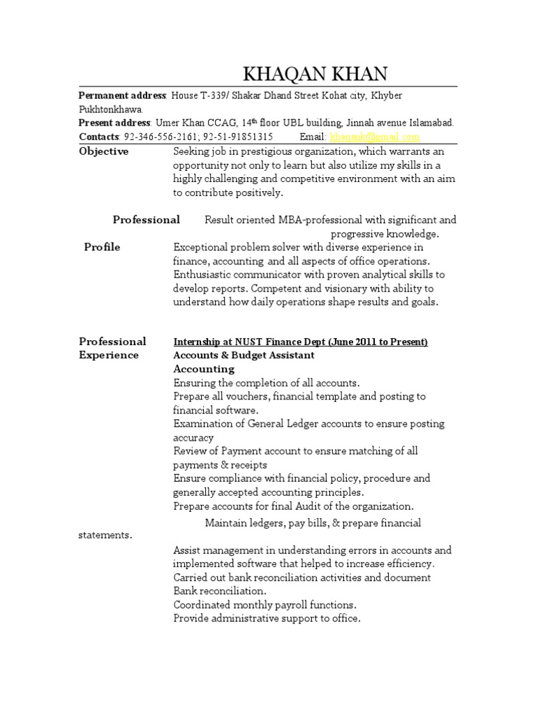 CV Khaqan | PDF | Audit | Accounting