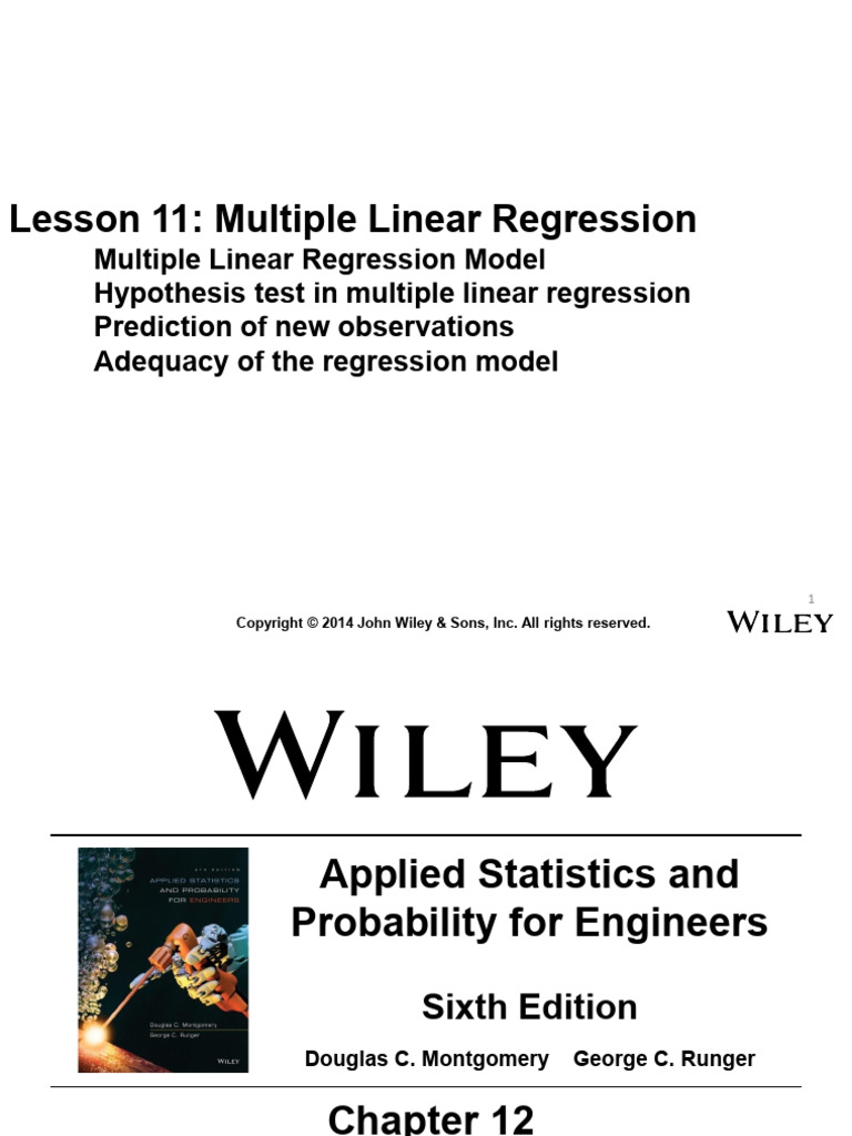 DATAENG Lesson 11 Multiple Linear Regression | PDF | Regression Analysis | Linear Regression