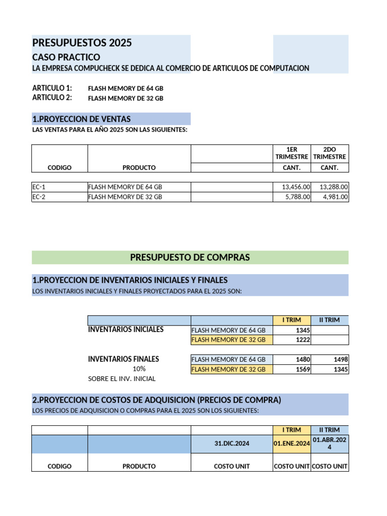 Taller 2 Presup de Compras y Costos Dilan López | PDF | Presupuesto