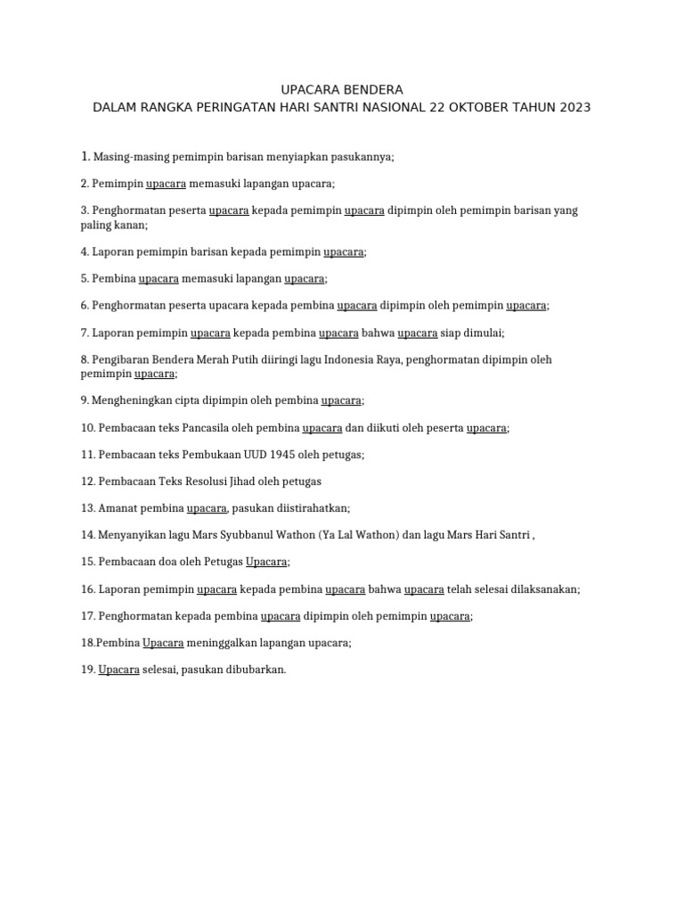 Susunan Upacara & Teks Resolusi Jihad | PDF