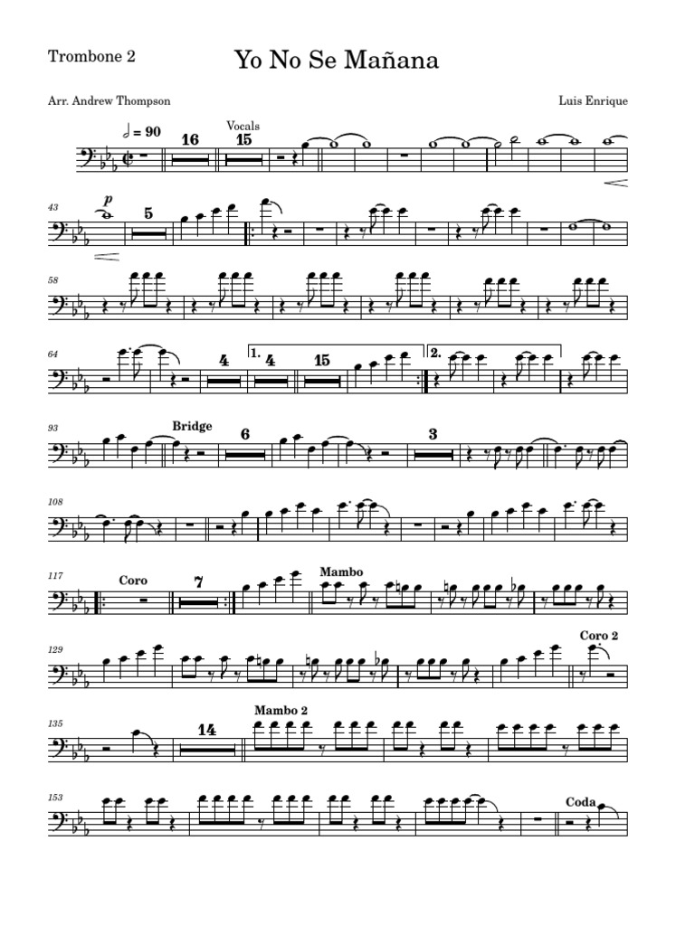 Yo No Se Manana (Eb) - Trombone 2 | PDF | Spanish Language Music