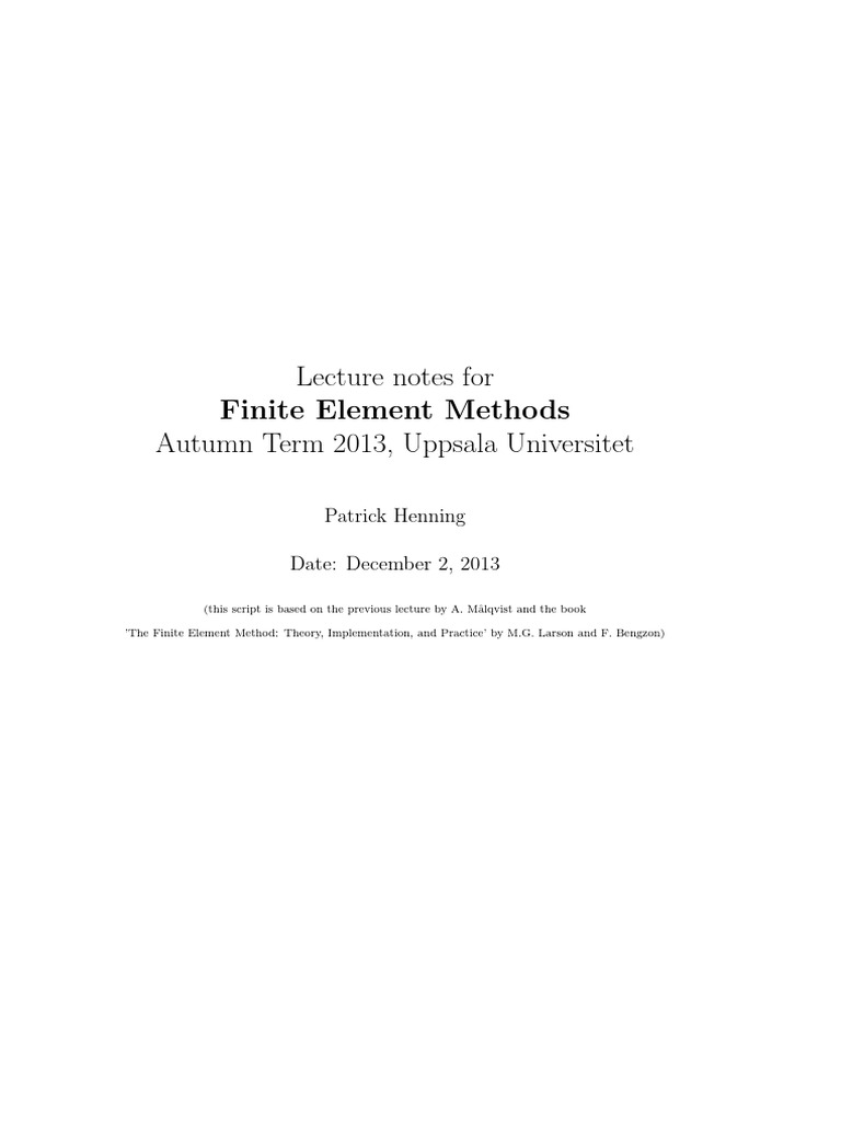 Skript | PDF | Finite Element Method | Numerical Analysis