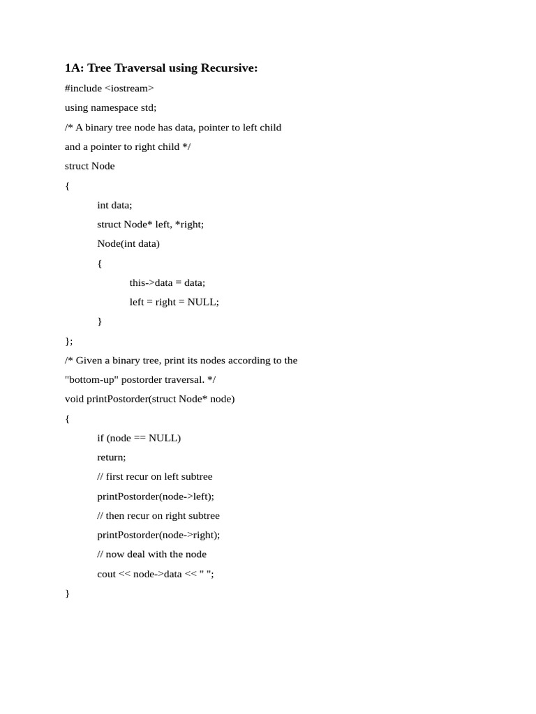 1A: Tree Traversal Using Recursive | PDF