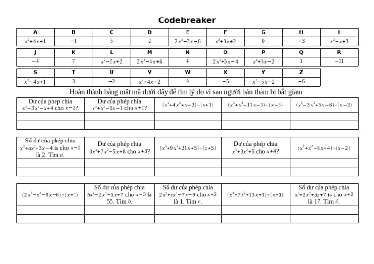 Polynomials (Dividing) Codebreaker | PDF