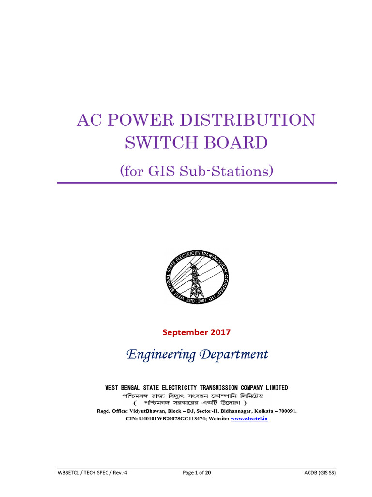 AC Power Distribution Switch Board Specs | PDF | Switch | Electrical Wiring
