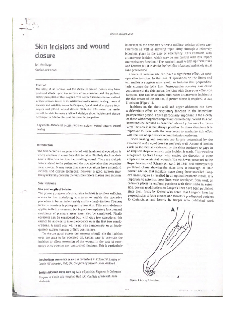 Skin Incisions and Wound | PDF