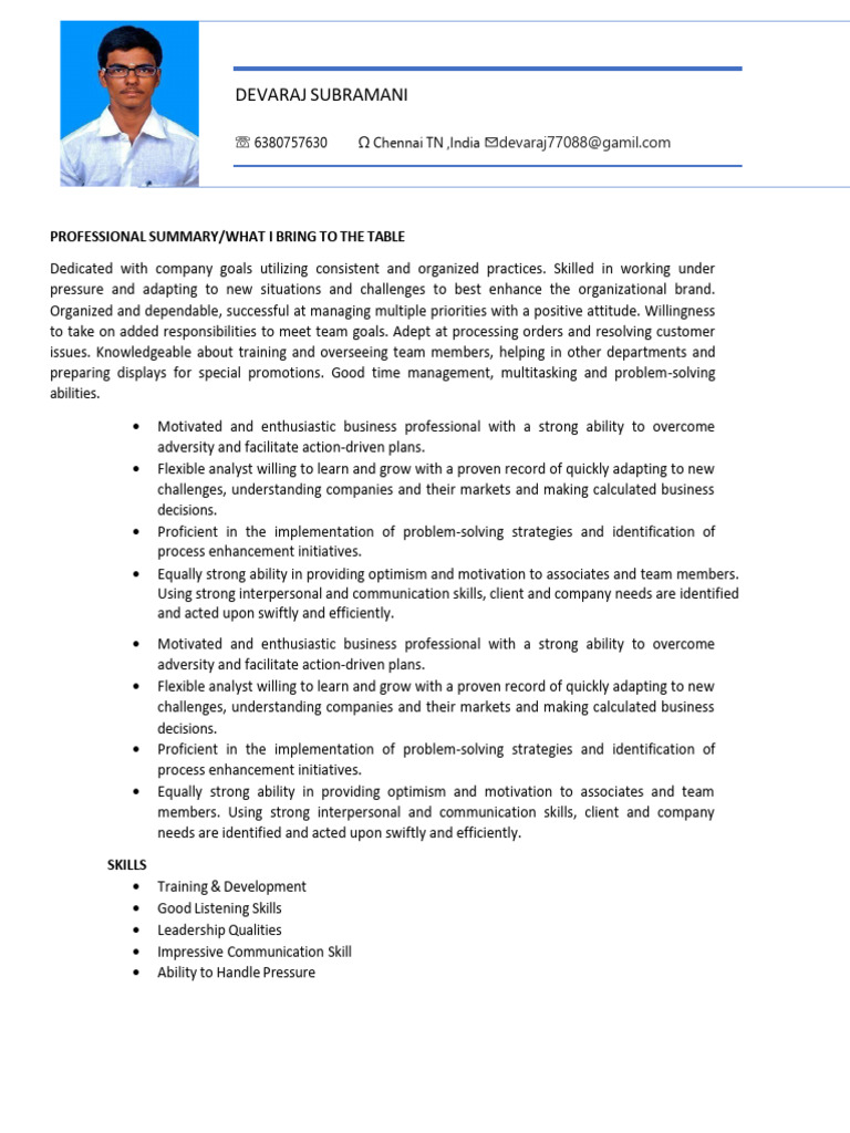 Deva Resume | PDF | Motivation | Motivational