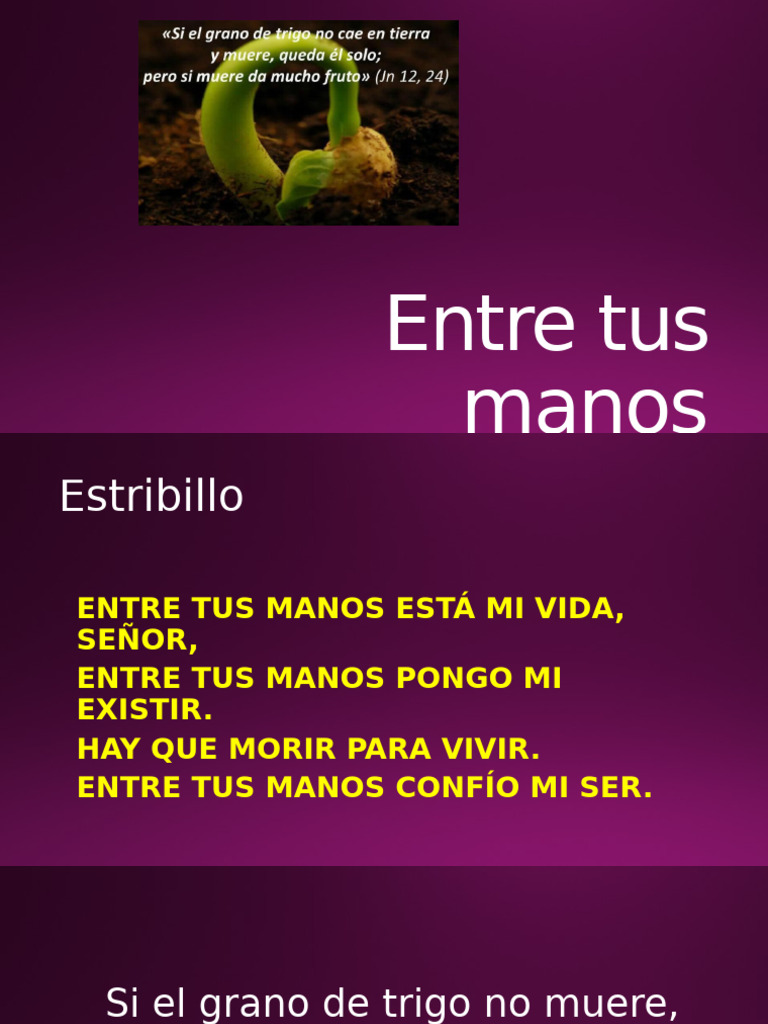 Letra de "Entre tus manos" PDF | PDF