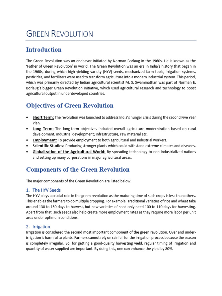 Green Revolution | PDF | Green Revolution | Agriculture