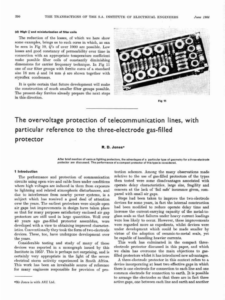 The Overvoltage Protection of Telecommunication Lines With Particular ...