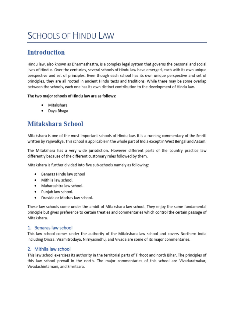 Overview of Hindu Law Schools | PDF | Marriage | Property