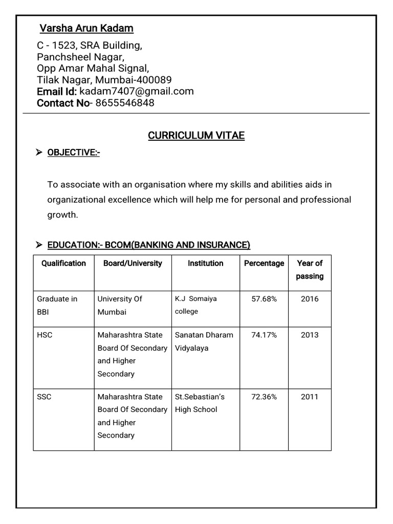 Varsha CV Final@ | PDF