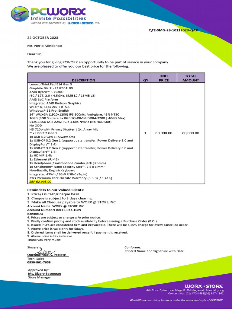 Qte SMG 30 10222023 Qap | PDF | Personal Computers | Computer Hardware