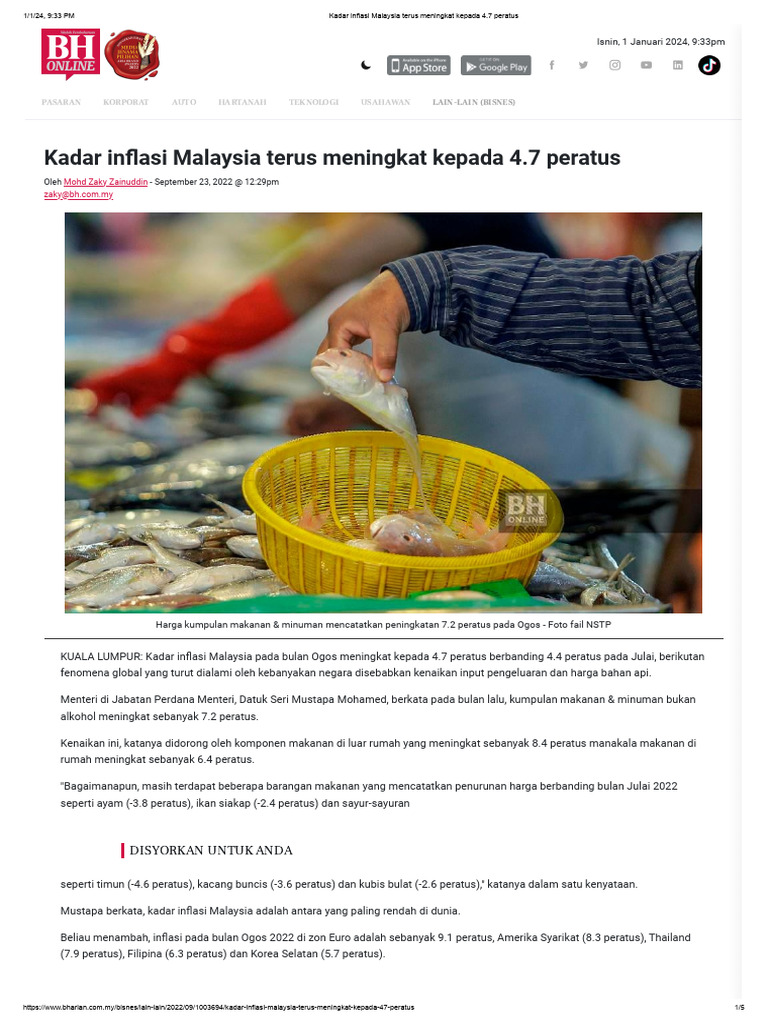 Kadar Inflasi Malaysia Terus Meningkat Kepada 4.7 Peratus | PDF