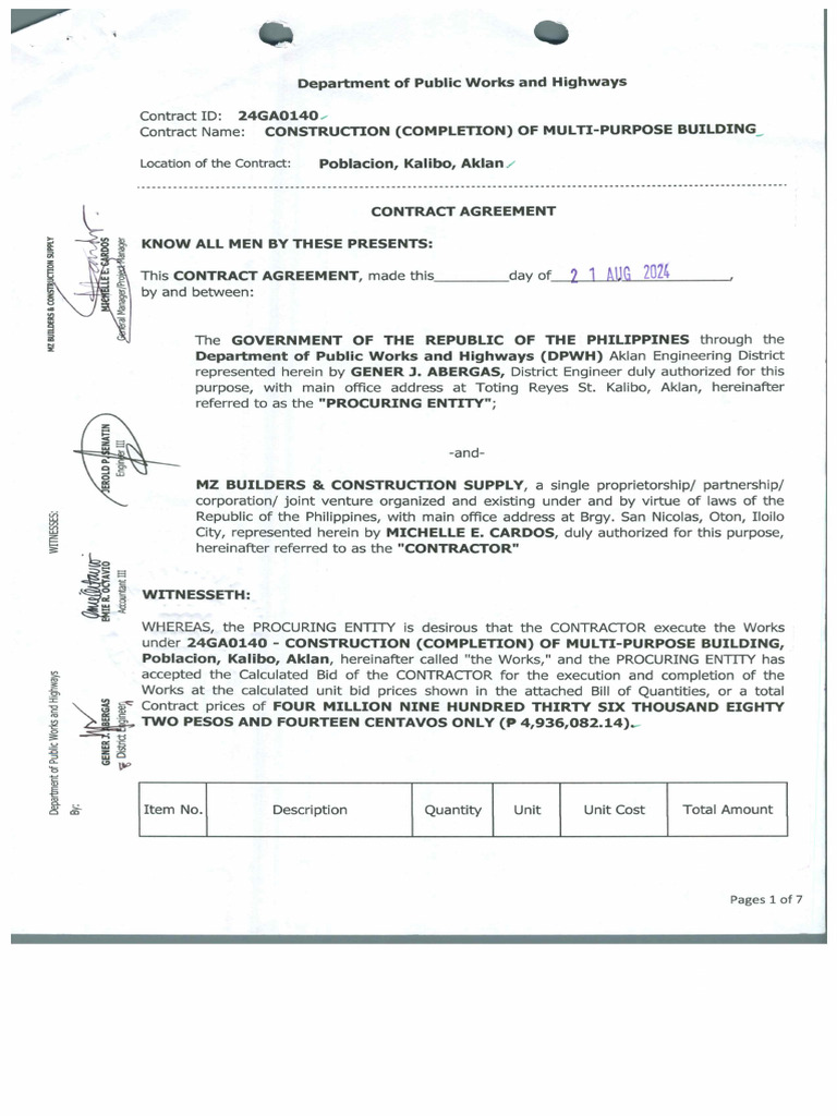 DPWH Contract Sample | PDF