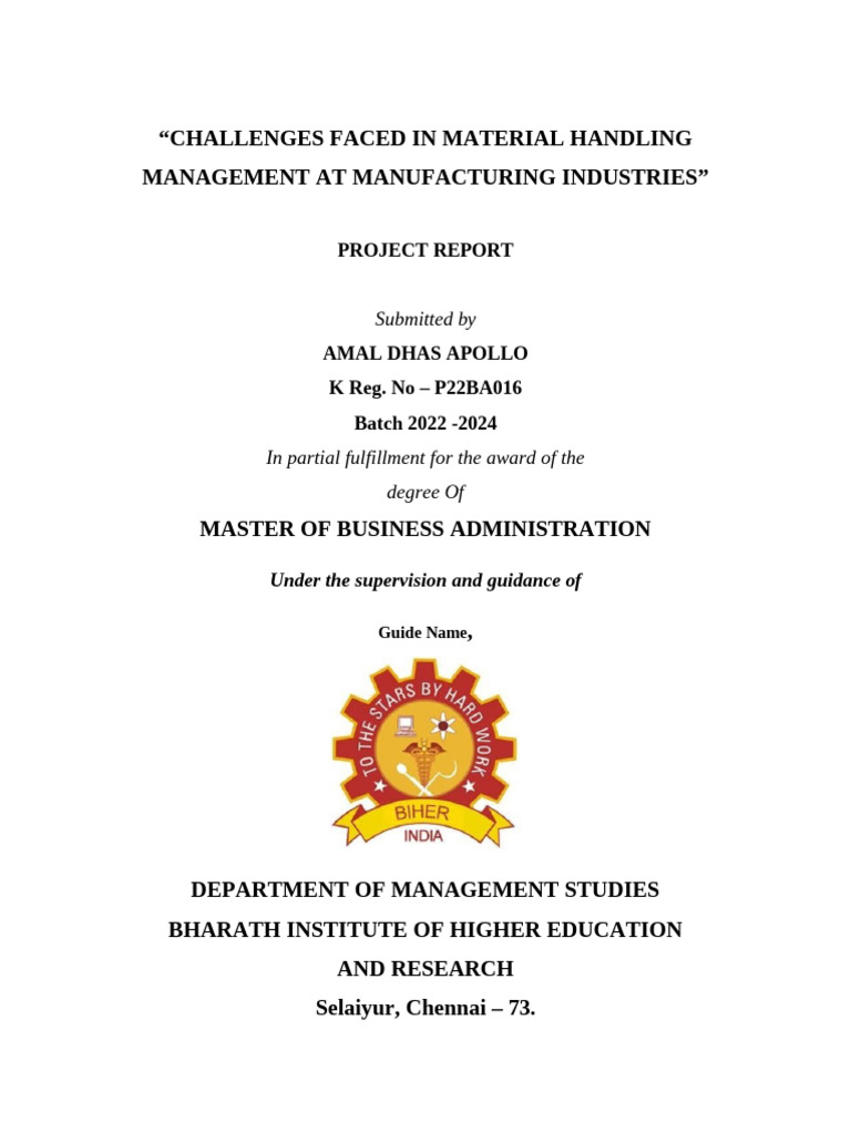 Project Front Pages P22BA016 | PDF | Vocational Education | Educational ...