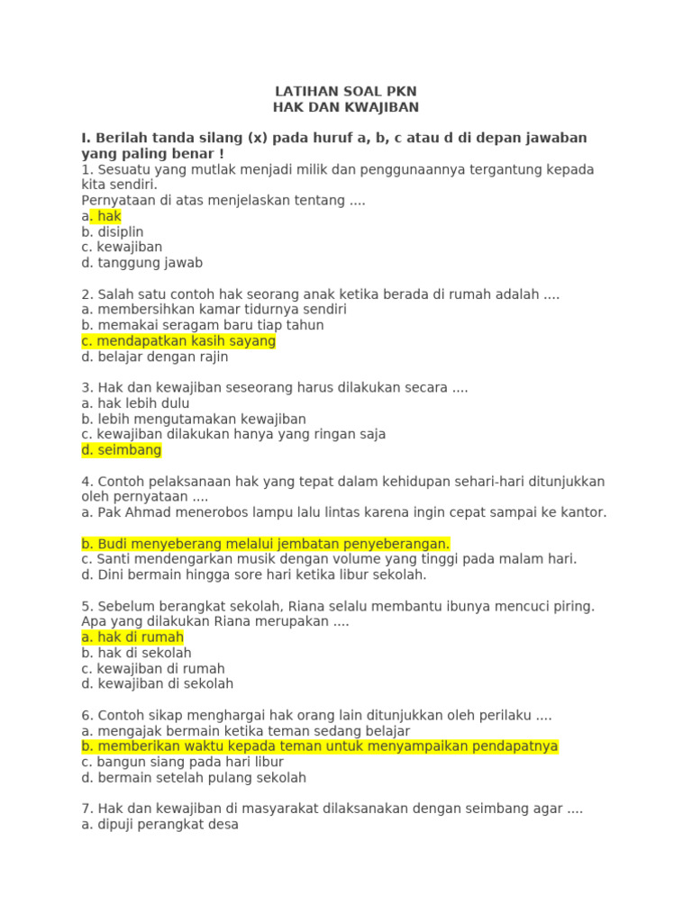 Latihan Soal PKN | PDF