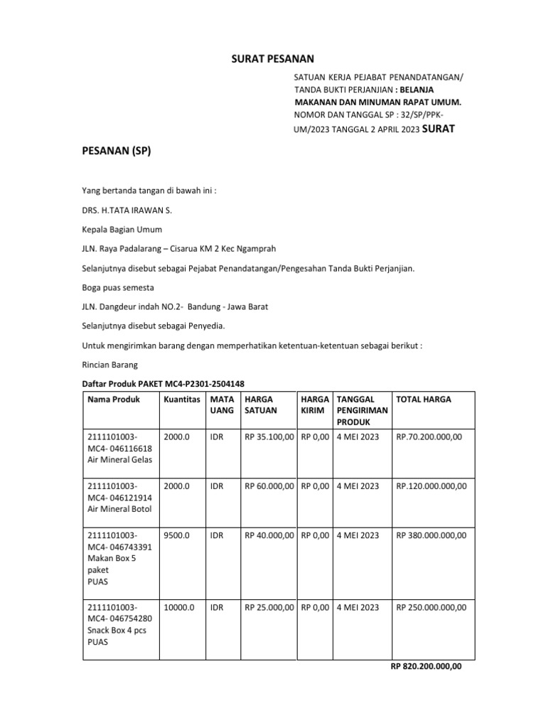 Surat Pesanan 076 | PDF