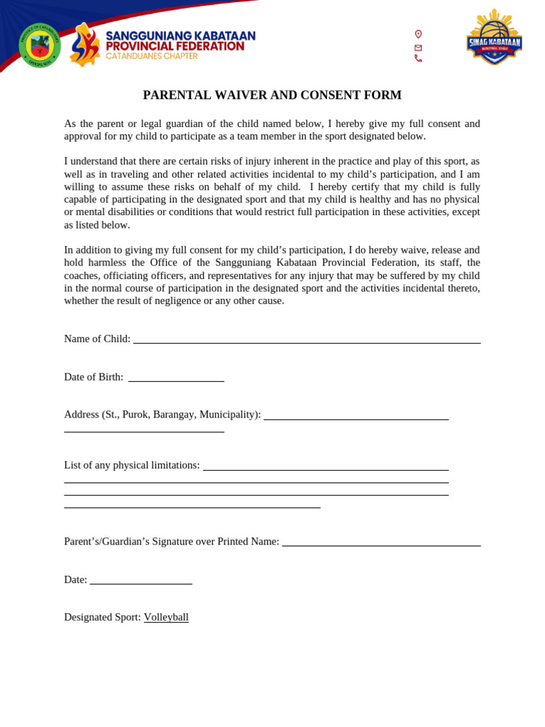 Parental Waiver and Consent Form | PDF
