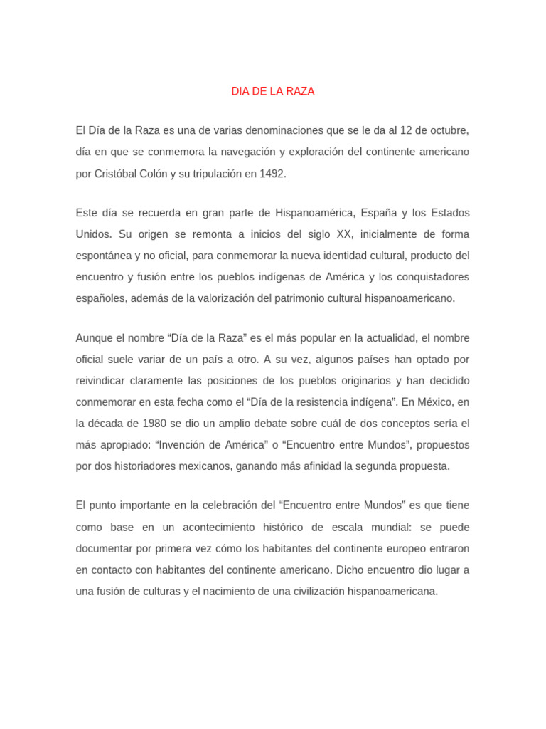 Dia de La Raza | PDF