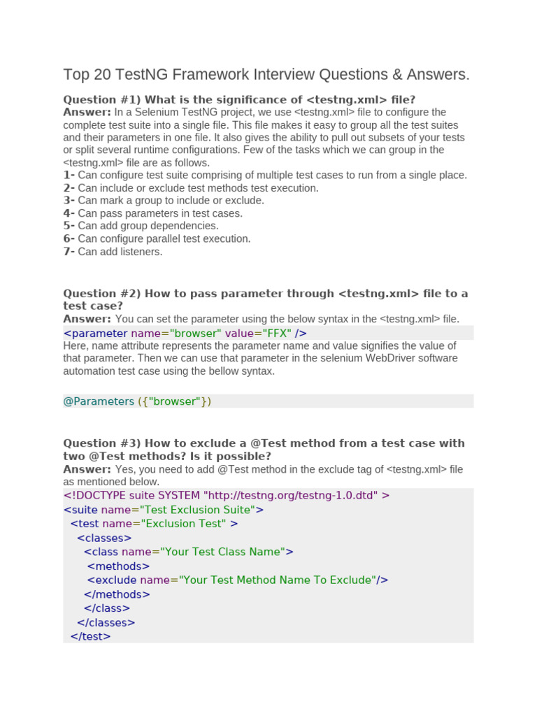 Top 20 TestNG Framework Interview Questions Lyst1729218727904 | PDF ...