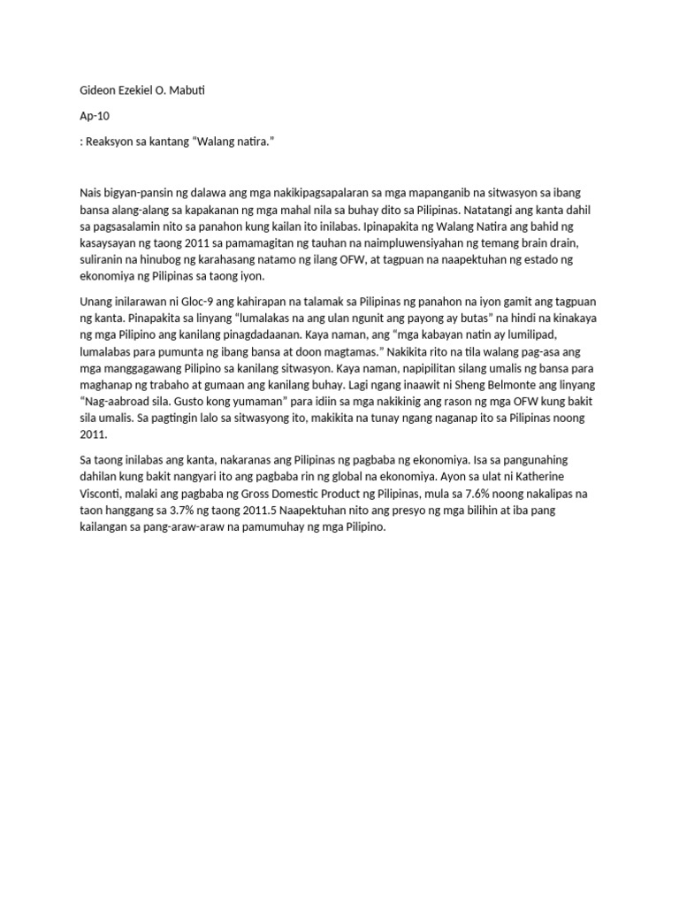 GideonMabuti Ap10 Reaksyon | PDF