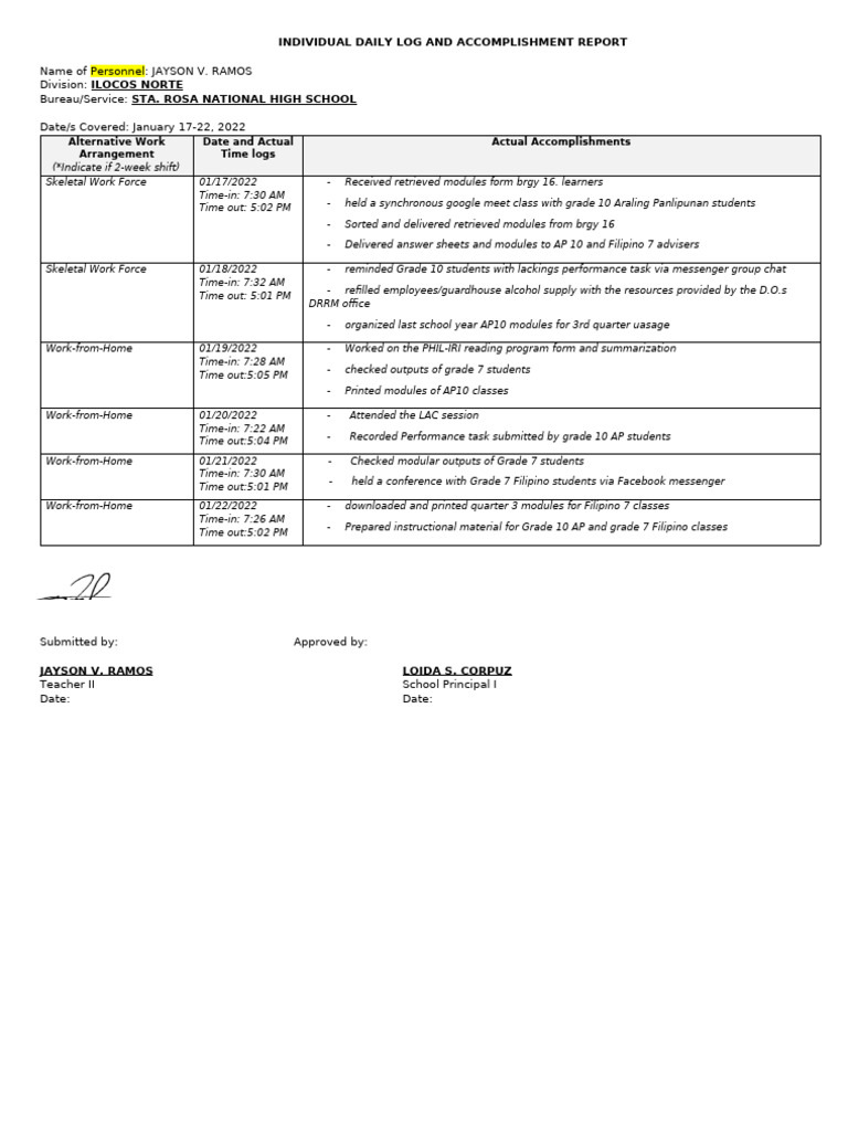 Jayson Ramos - IWAR - Jan. 17-22 | PDF | Learning | Pedagogy