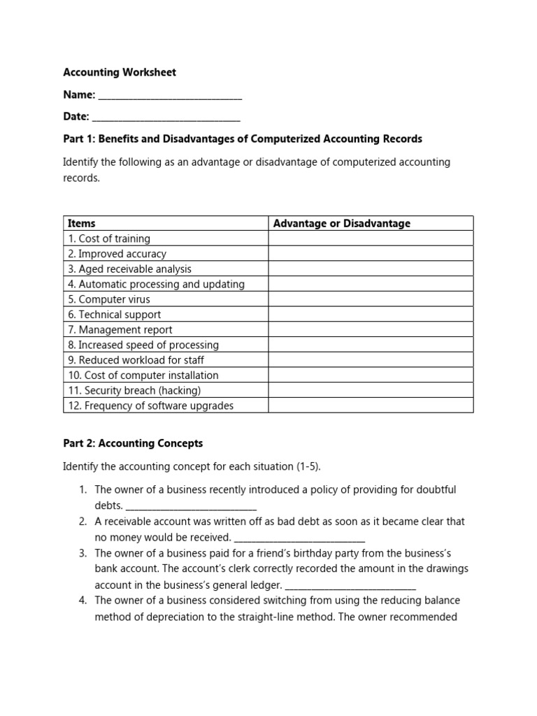 CSEC Principles of Accounting Worksheet | PDF | Financial Statement ...