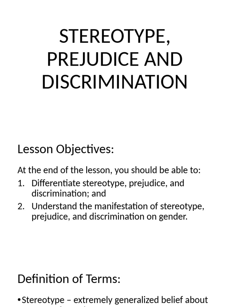 Stereotype Prejudice and Discrimination | PDF