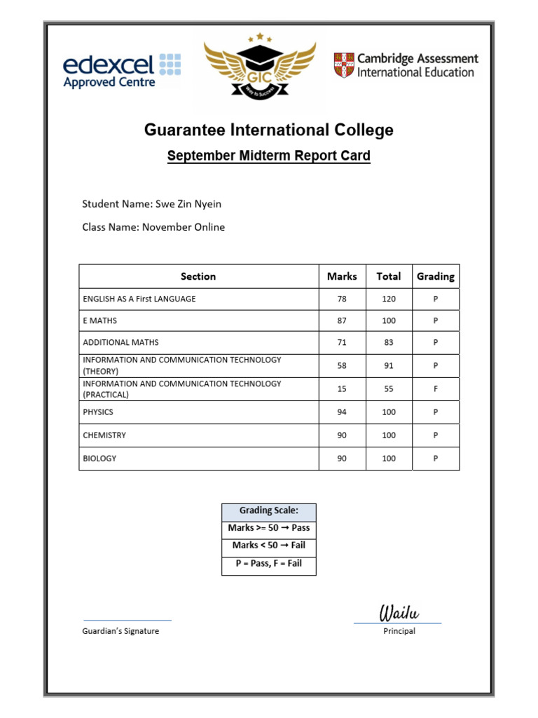 September Midterm Report Card | PDF