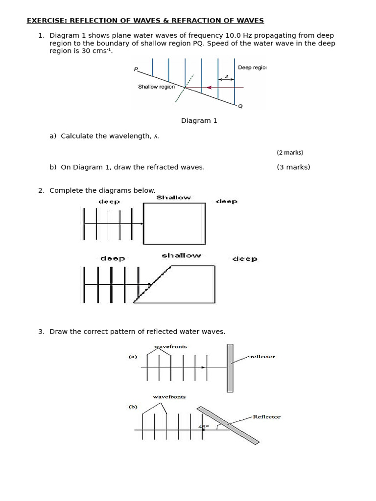 Exercise - Refelction and Refraction | PDF