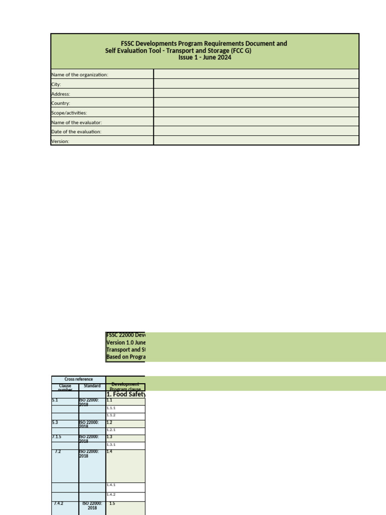 FSSC Development Program Requirements and Self Assessment Tool Issue 1 | PDF | Food Safety ...