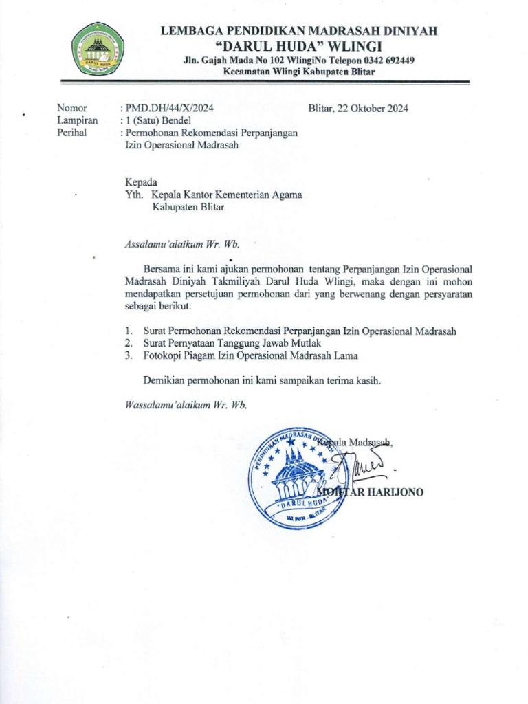 Permohonan Perpanjangan IJOP Madin) | PDF