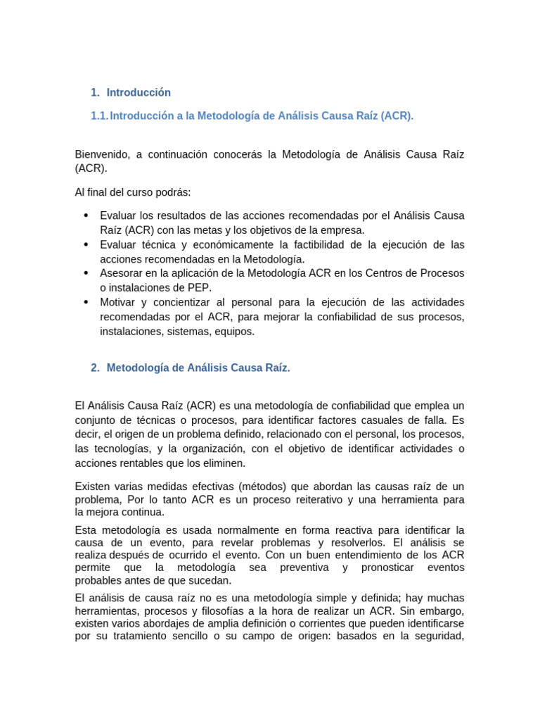 1.1. Introducción A La Metodología de Análisis Causa Raíz (ACR) | PDF | Causalidad
