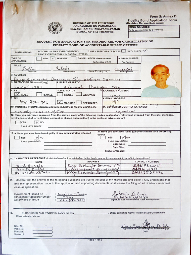 Application Form Barangay Treasurer 1 | PDF