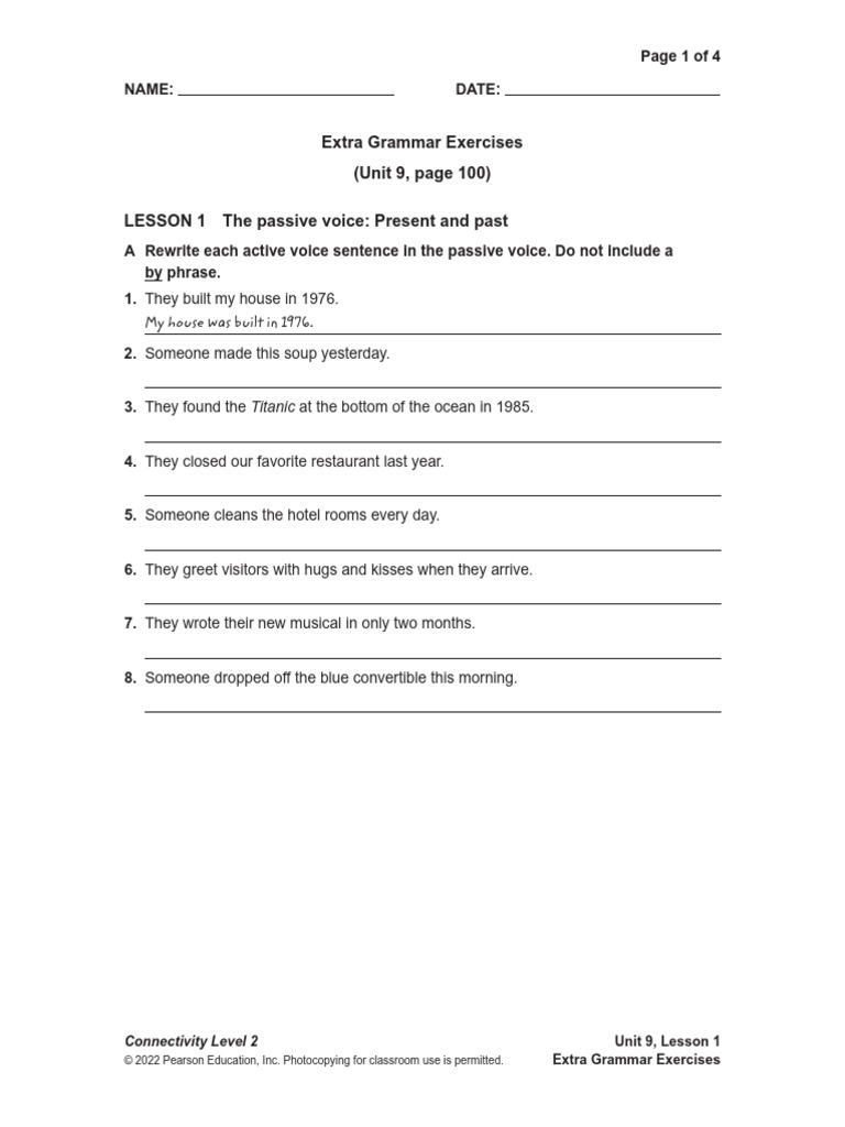 CTY2 Extra Grammar Exercises Unit 9 | PDF