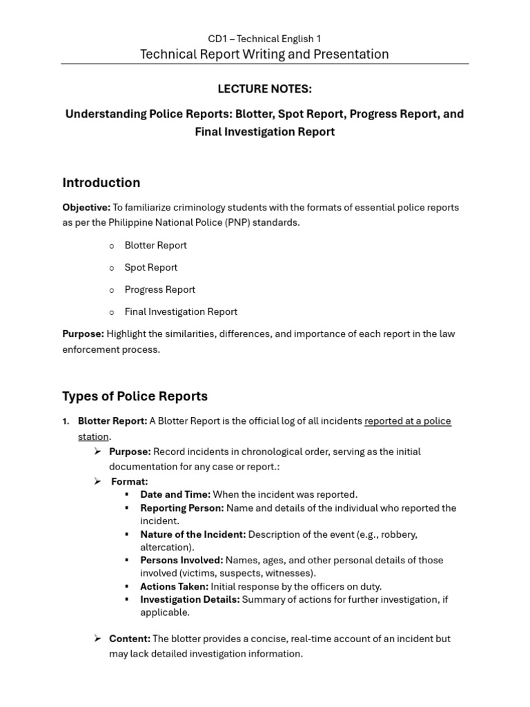 Understanding Police Reports | PDF | Police