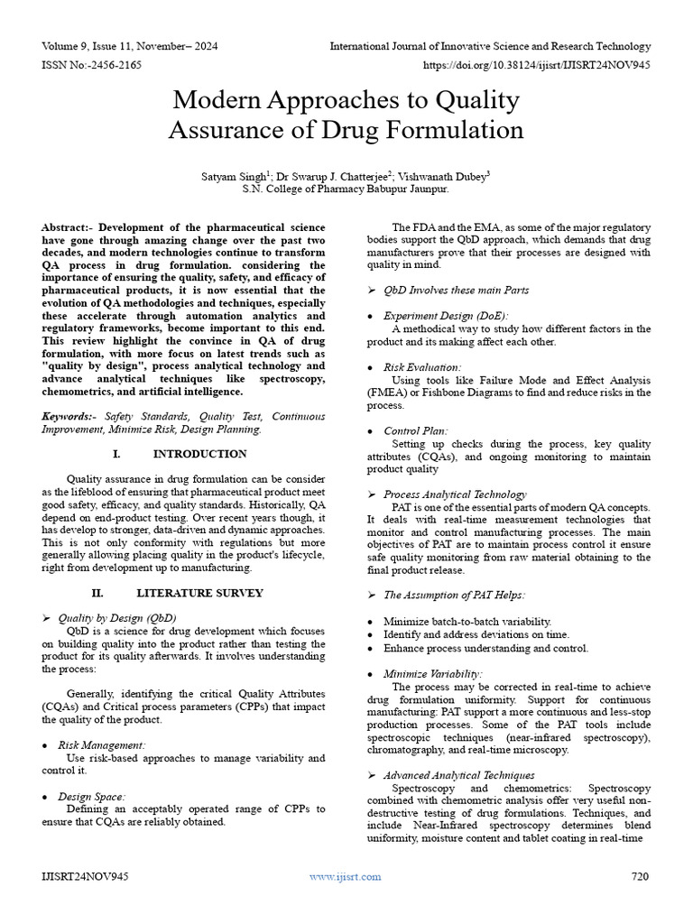 Modern Drug Formulation QA Techniques | PDF | Artificial Intelligence ...