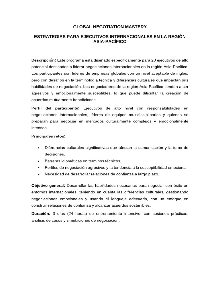 Global Negotiation Mastery | PDF | Negociación | Las emociones