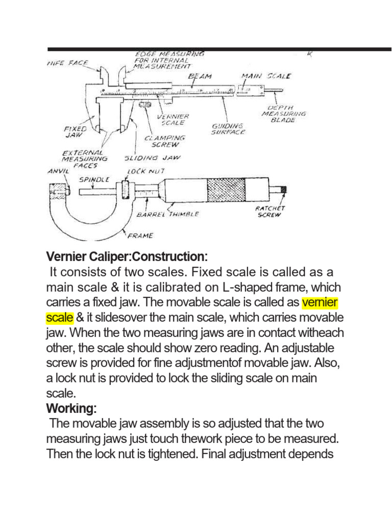 Vernier Caliper and Micrometer | PDF