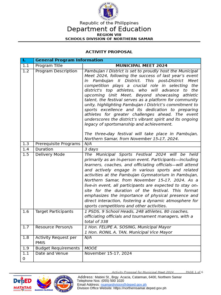 Municipal Meet 2024 | PDF | Meal | Lunch
