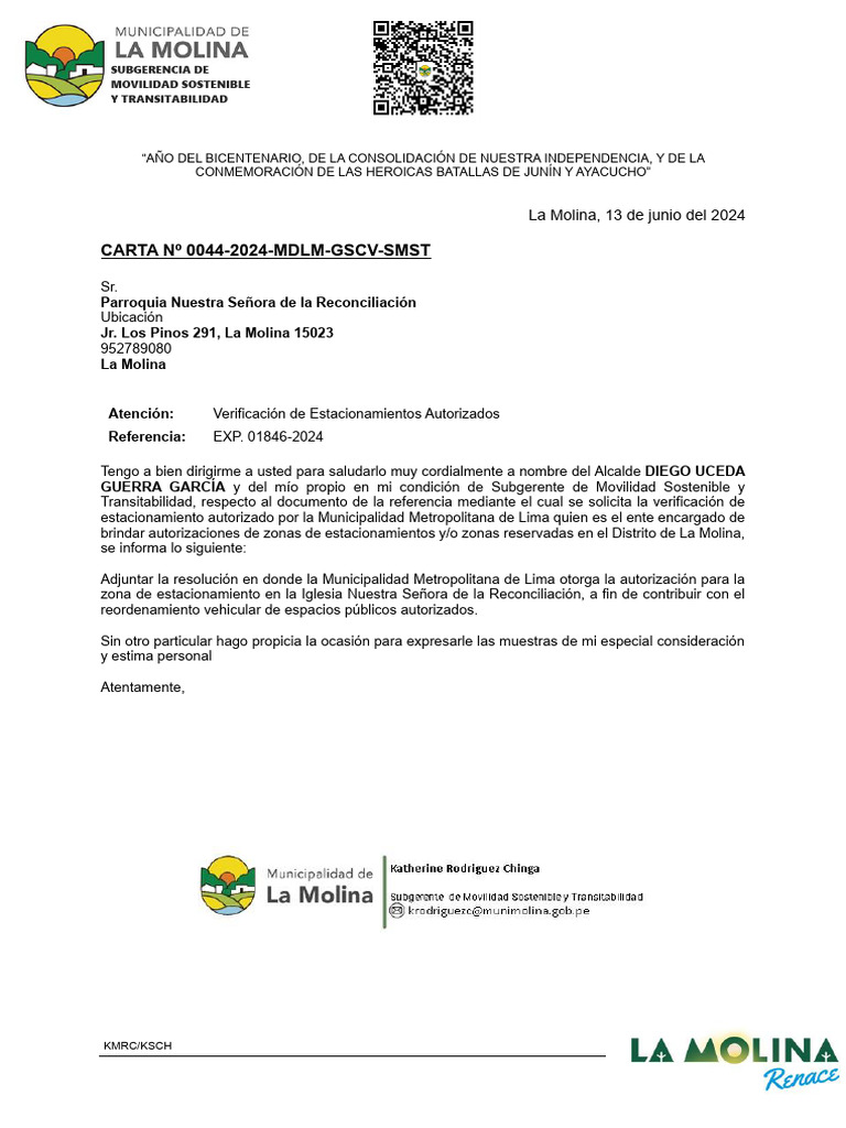 Carta #0044-2024-MDLM-GSCV-SMST | PDF