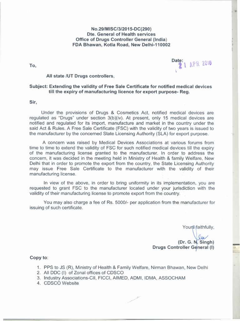 Extension of FSC Validity for Medical Devices | PDF