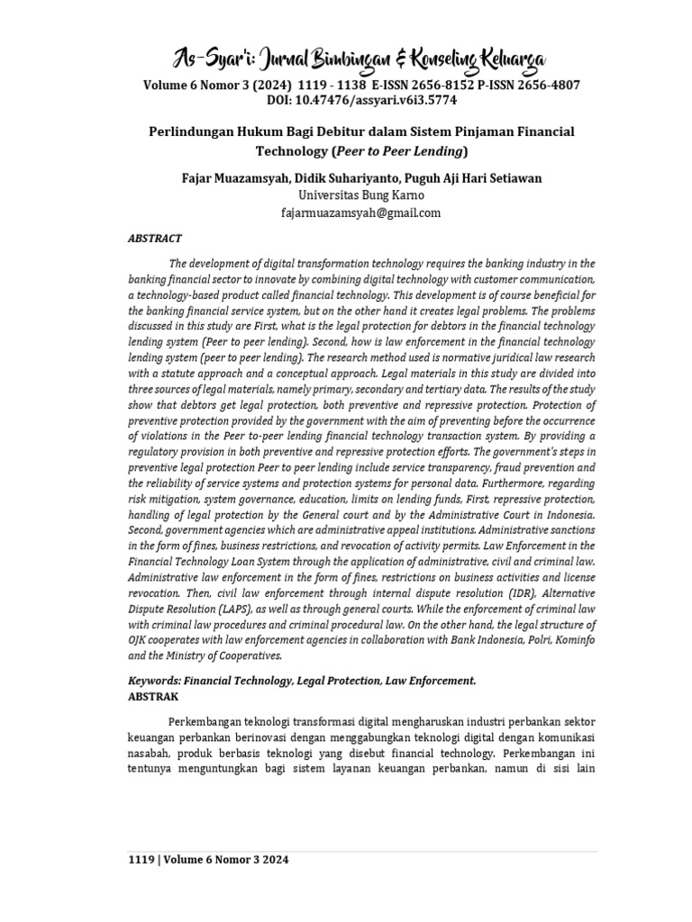 Perlindungan Hukum Debitur P2P Lending | PDF