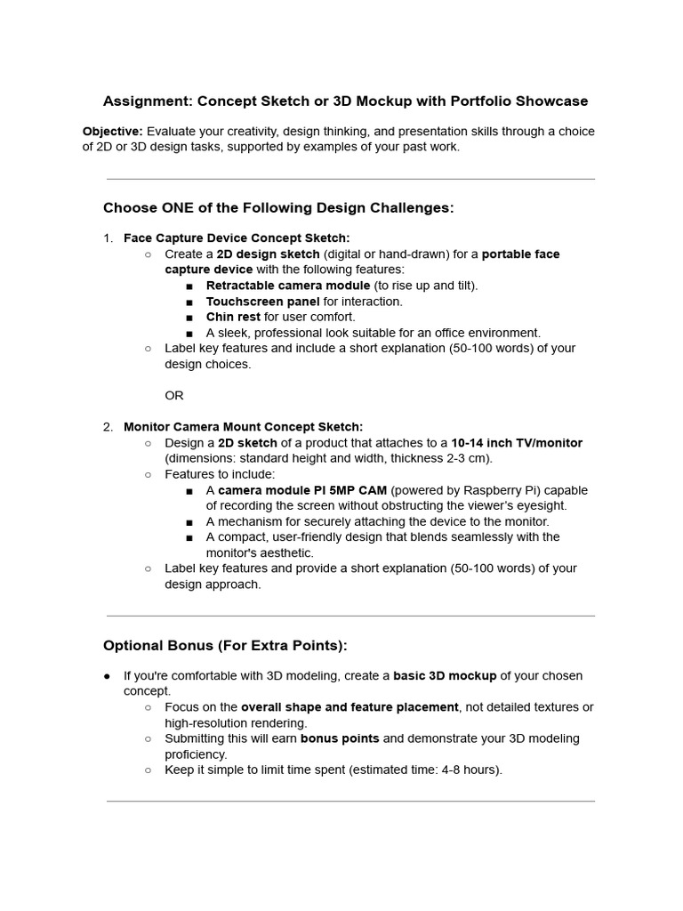 Assignment - Concept Sketch or 3D Mockup With Portfolio Showcase | PDF ...