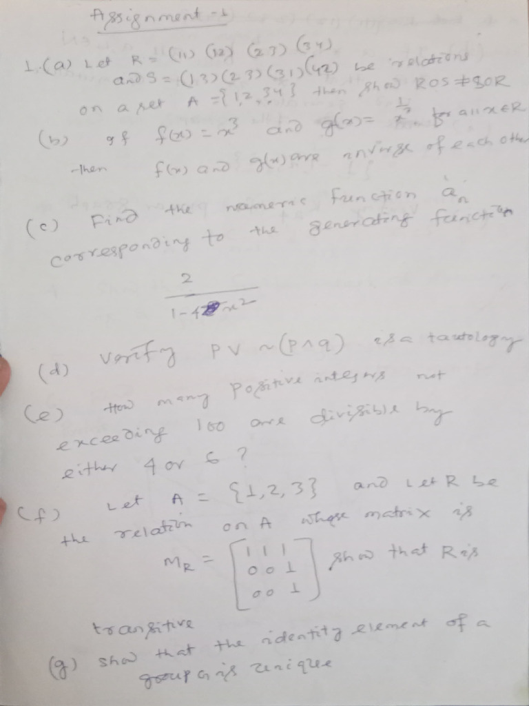 Assignment 1 Math | PDF