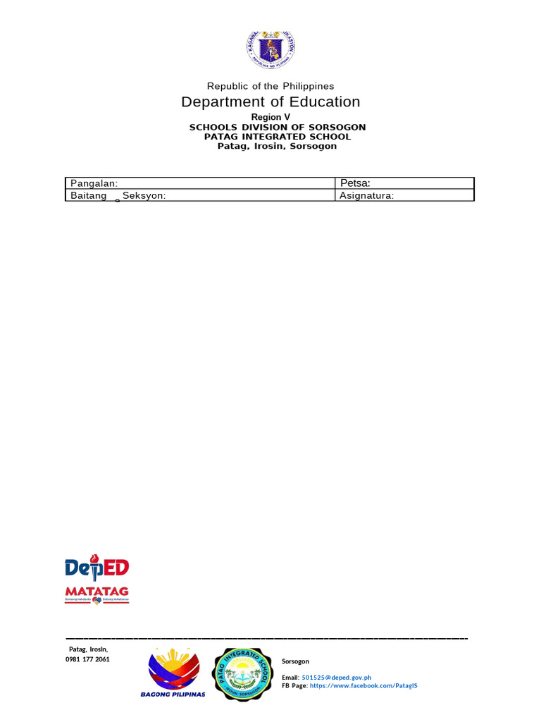 Department of Education: A Petsa | PDF