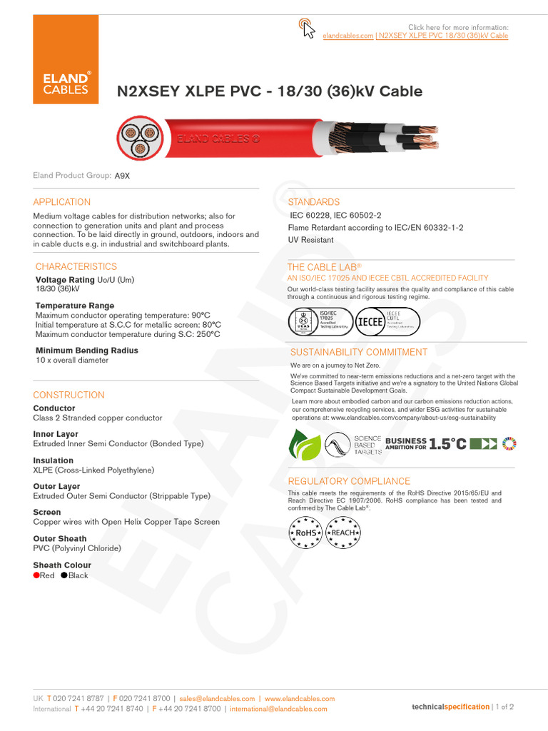 N2xsey Xlpe PVC 18 30 36 KV Cable | PDF | Electrical Conductor ...